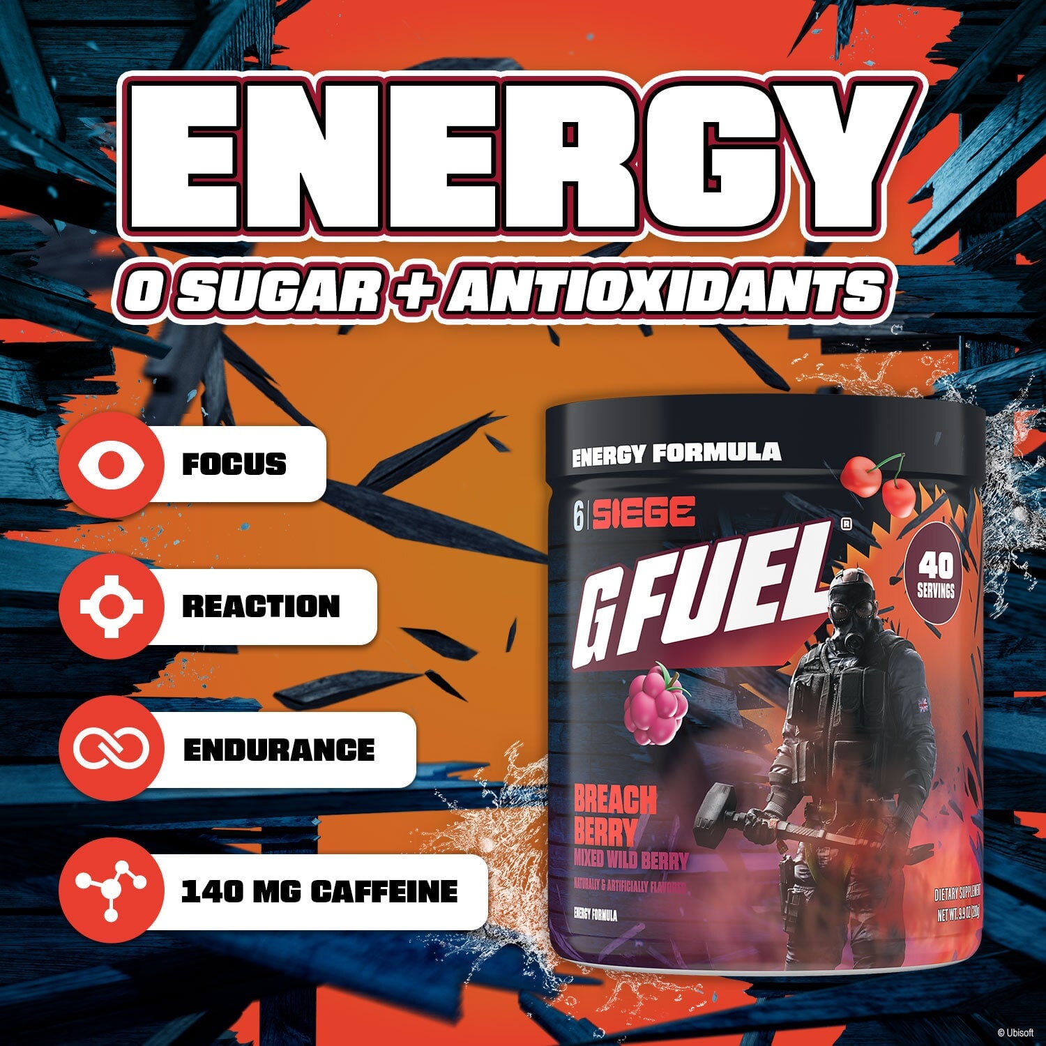 G FUEL x Rainbow Six Siege | Breach Berry Energy Formula