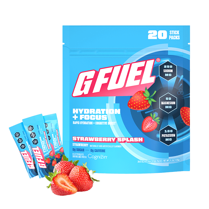 G FUEL | Strawberry Splash Hydration + Focus | 20 Single Serving Packs